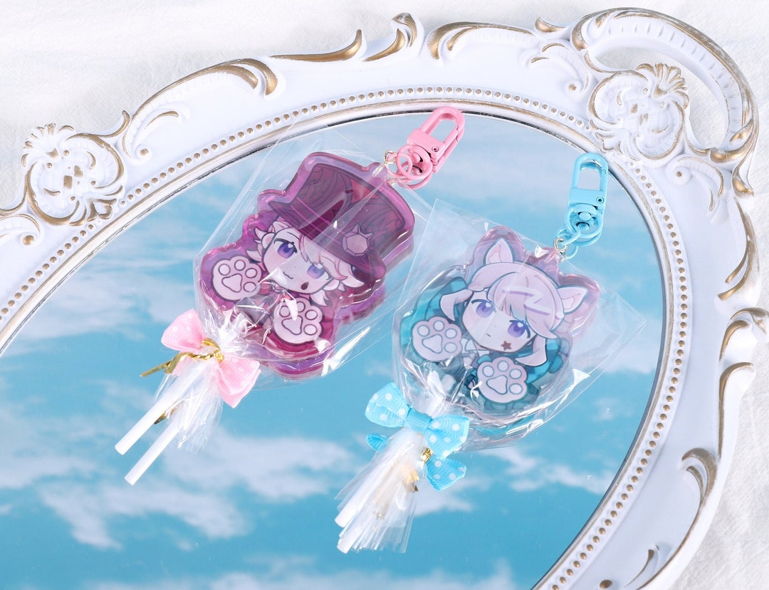 Genshin Impact Lyney and Lynette Lolipop Keychain - Etsy