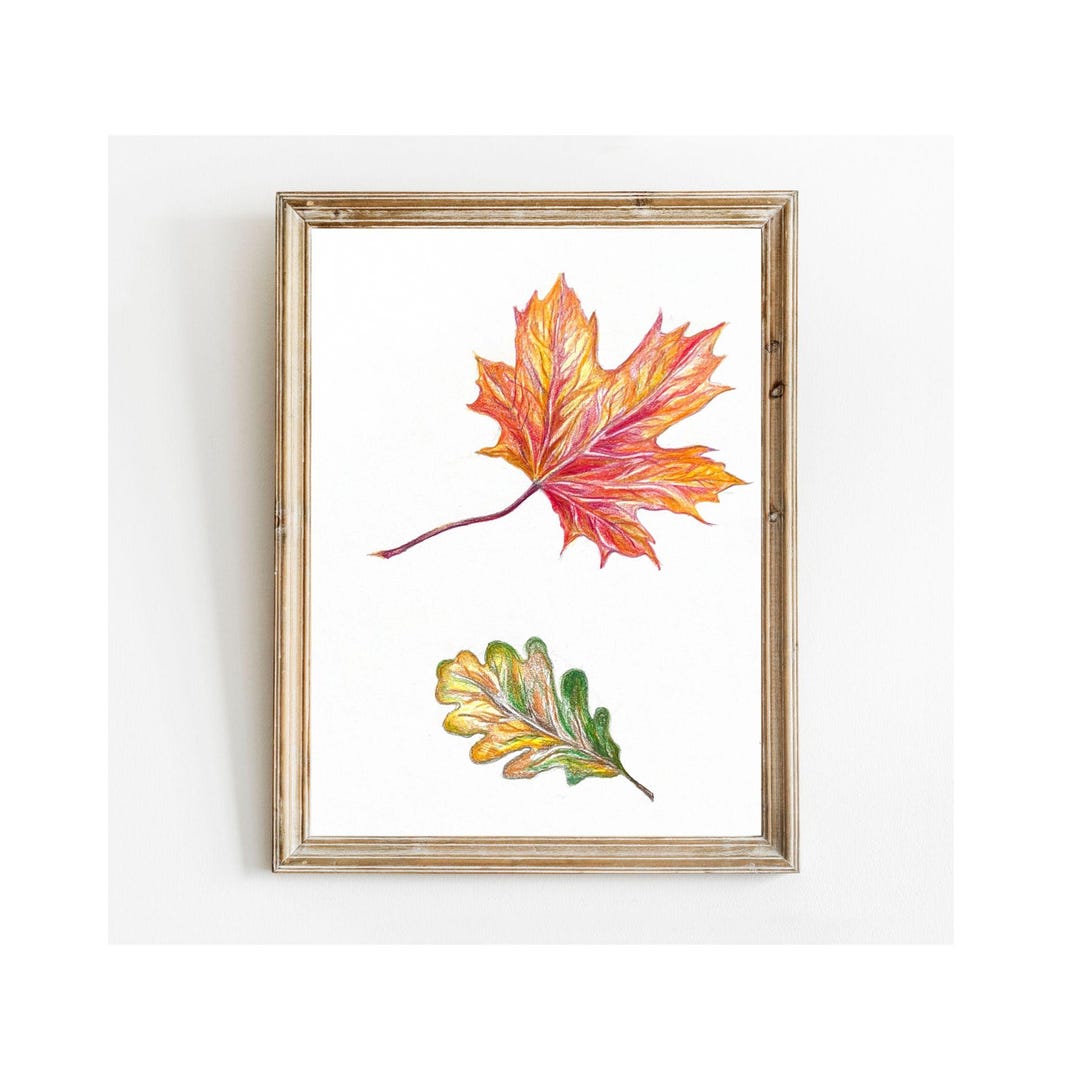 Pencil Drawing Leaves Fall Printable Wall Art Fall Decor Autumn Decor B ...