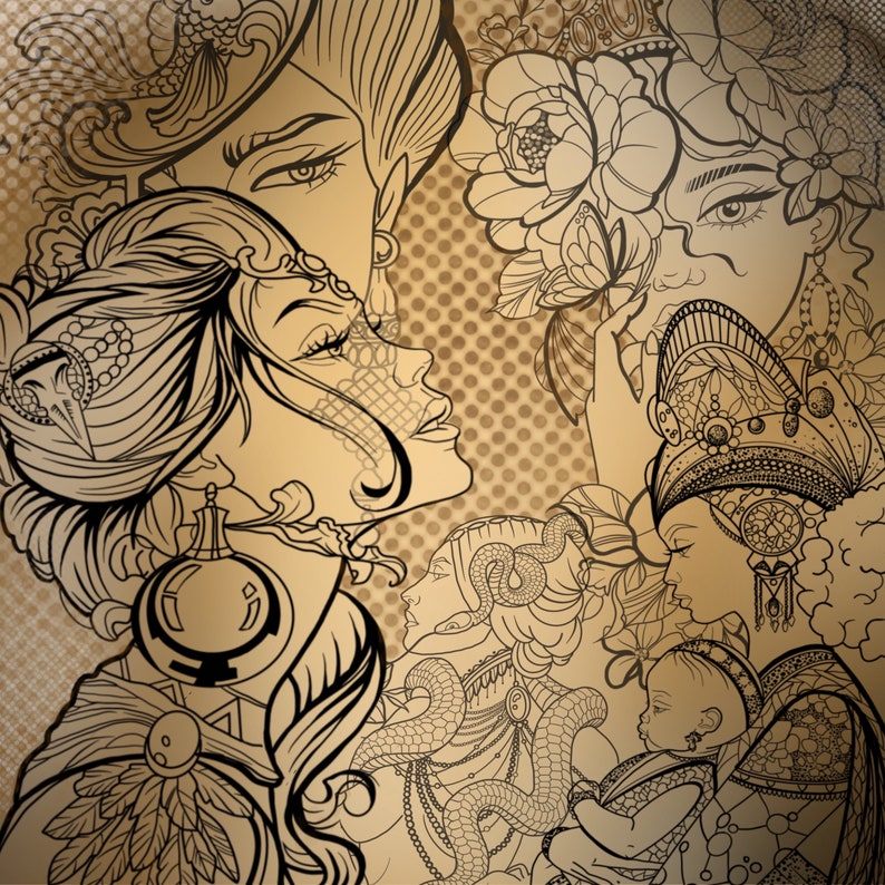 20 Procreate Women Tattoo Female Tattoo Women Portrait Stamps Tattoo ...