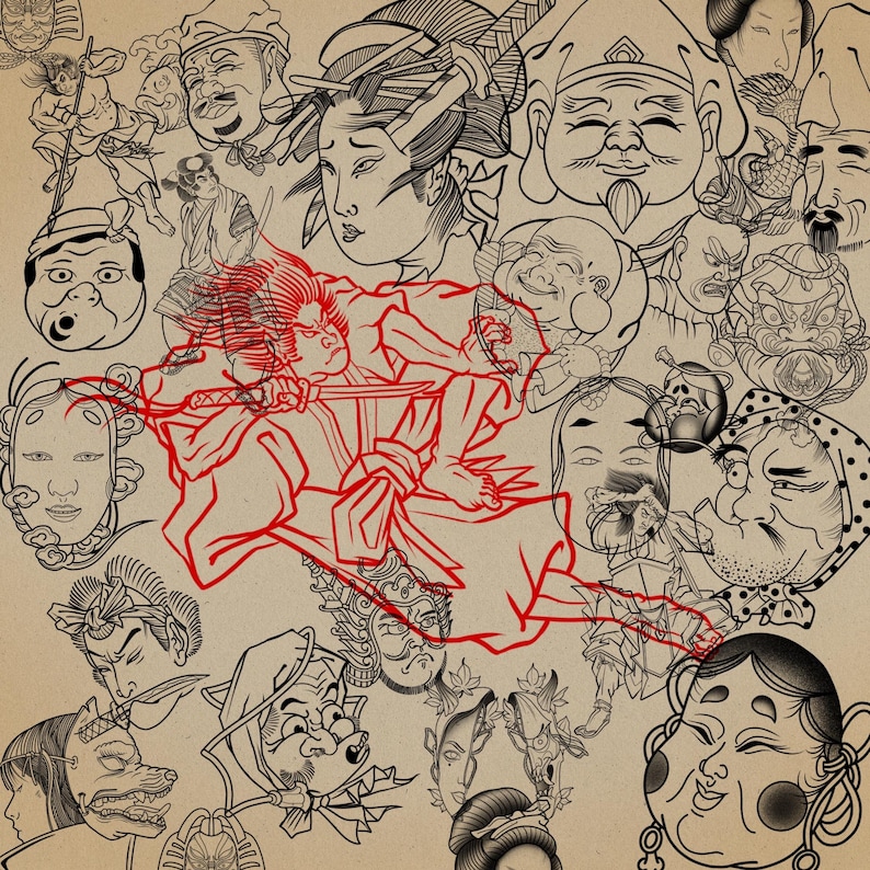 160 Procreate Japanese Stamps | Tattoo Stencils | Kio Fish | Japan ...