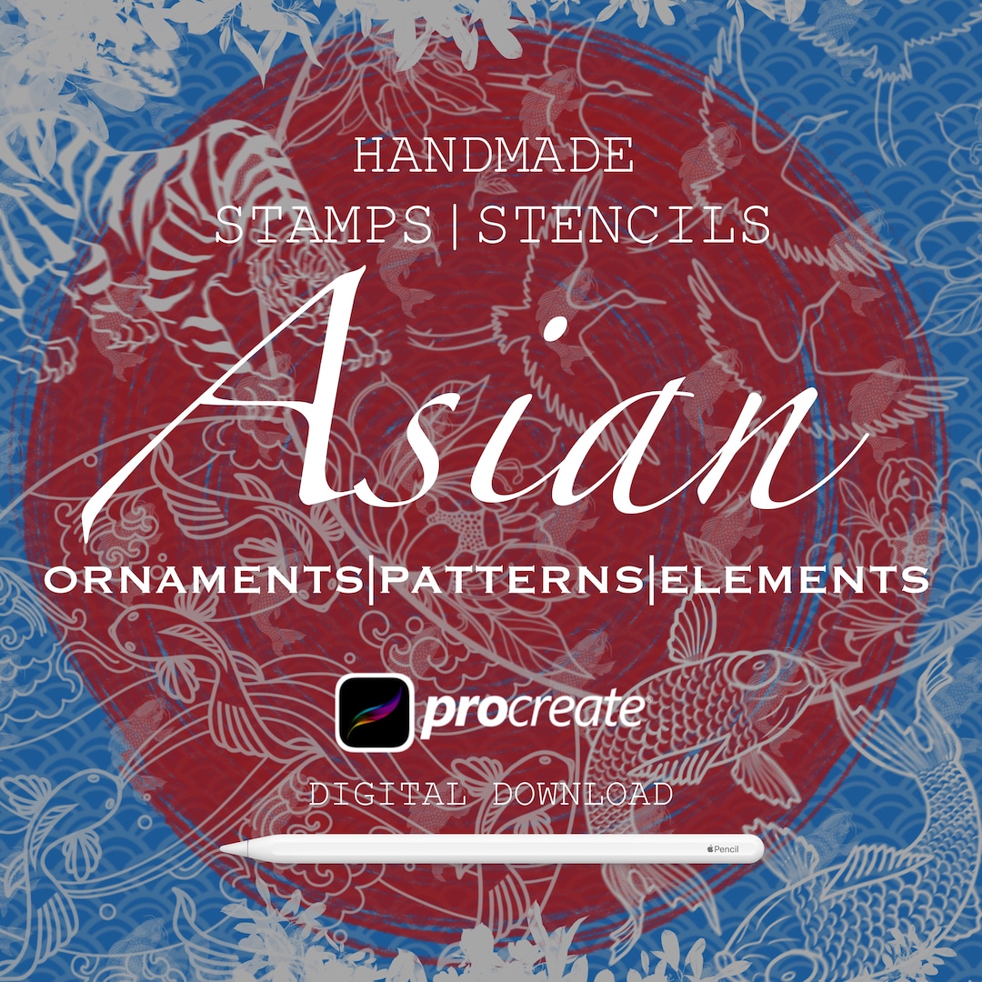 Asian Oriental Stamps: Tattoo Stencils, Procreate Brush (digital ...