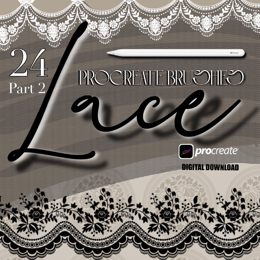 Procreate Lace Brushes: 24 Seamless Floral & Fishnet Textures (digital ...