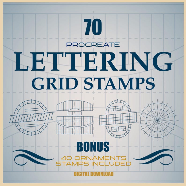 70 Procreate Lettering Grid Stamps | Lettering Template | Calligraphy ...