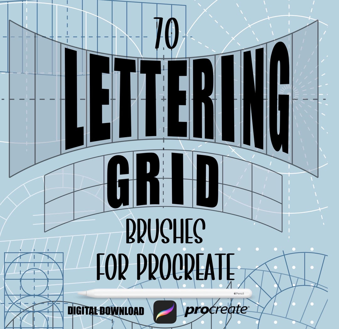 70 Procreate Lettering Grid Stamps | Lettering Template | Calligraphy ...