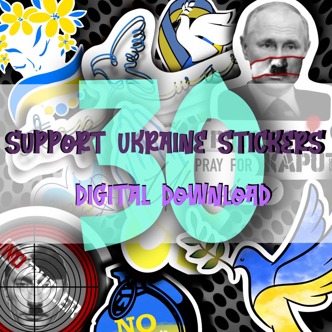 30 Support Ukraine PNG Stickers | Stop War Label | Laptop Stickers ...