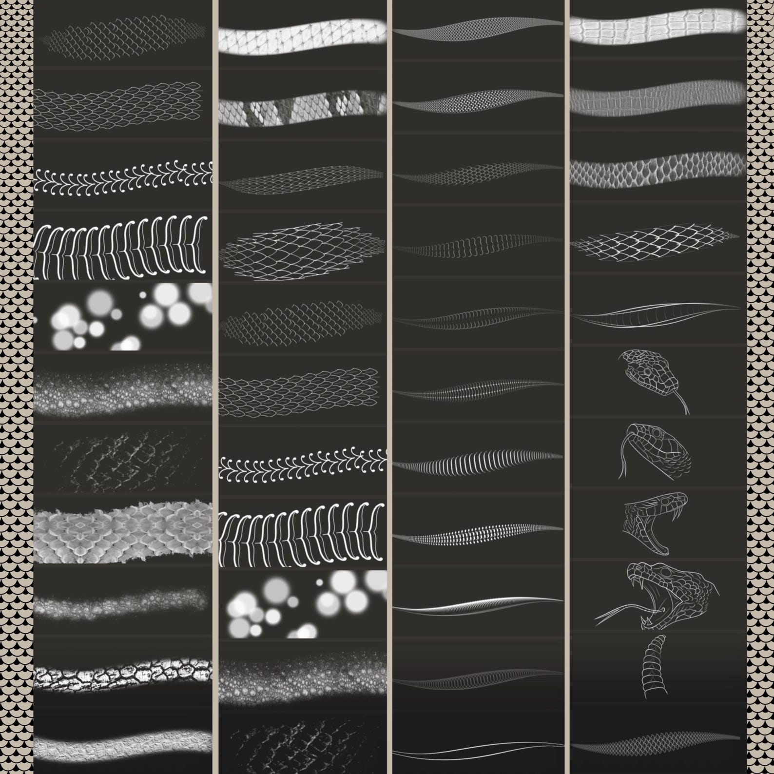 Procreate Snake Skin Brushes: Reptile Tattoo Designs (digital Download ...