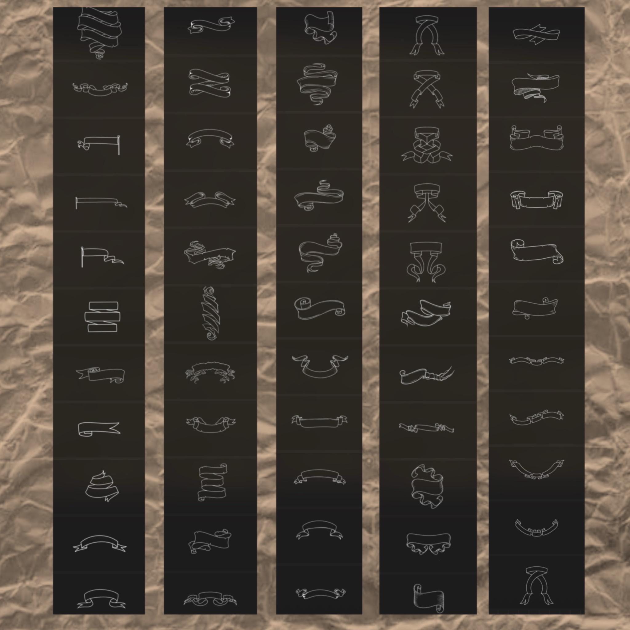 120 Ribbon Banner Procreate Stamps – Hand Drawn Tattoo Style Scrolls ...