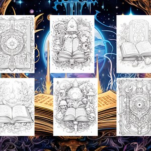 50 Magical Spellbook Coloring Pages - Adult and Kids Coloring Book ...