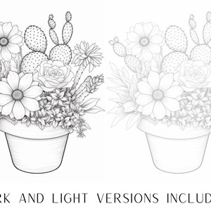 25 Floral Cactus and Succulent Coloring Pages - Adult Coloring Book ...