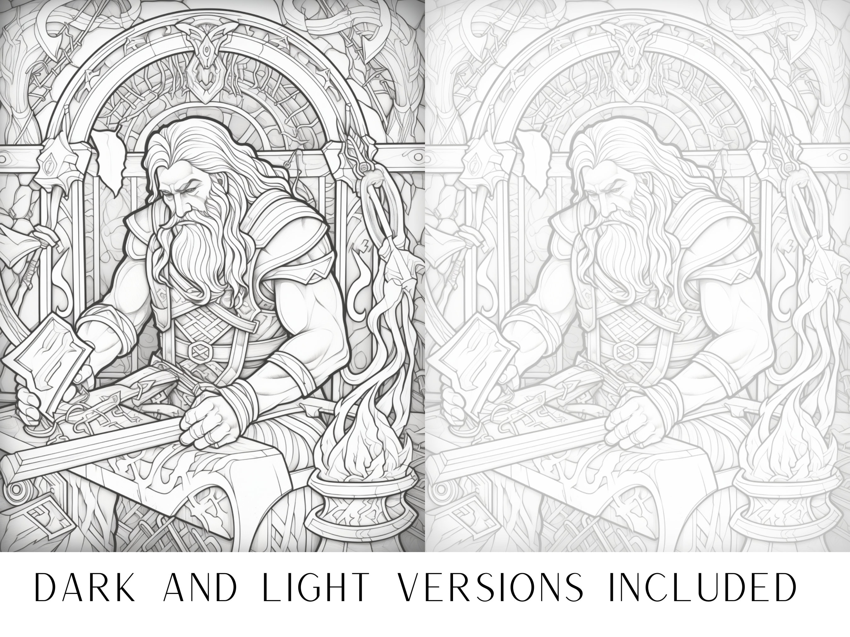 25 Fantasy Blacksmith Coloring Pages Adult and Kids Coloring Book ...