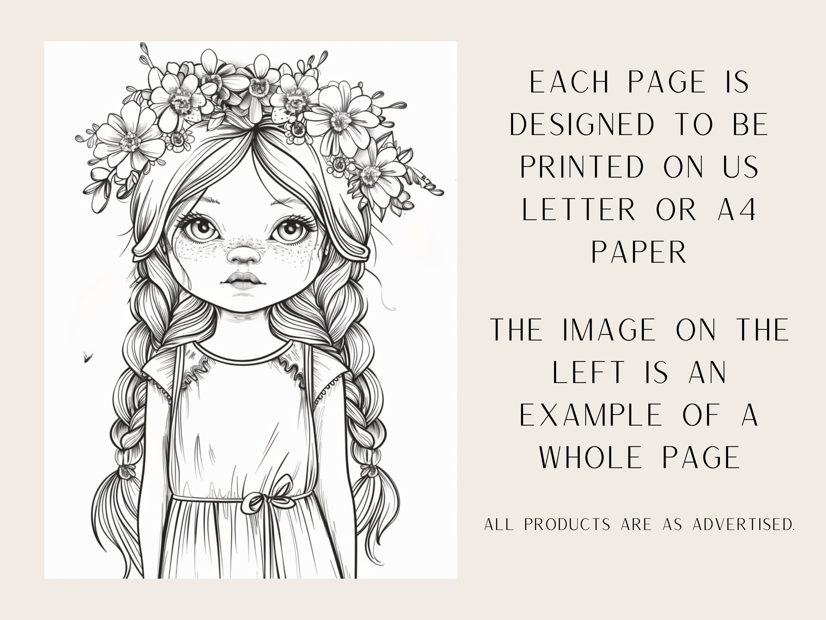 75 Flower Crowned Fiction Girls Coloring Pages - Printable File, Adult ...