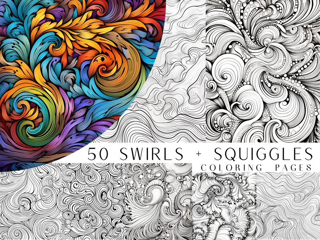 50 Pattern Swirls and Squiggles Coloring Pages - Adults Coloring Book ...