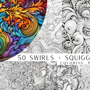 50 Pattern Swirls and Squiggles Coloring Pages - Adults Coloring Book ...