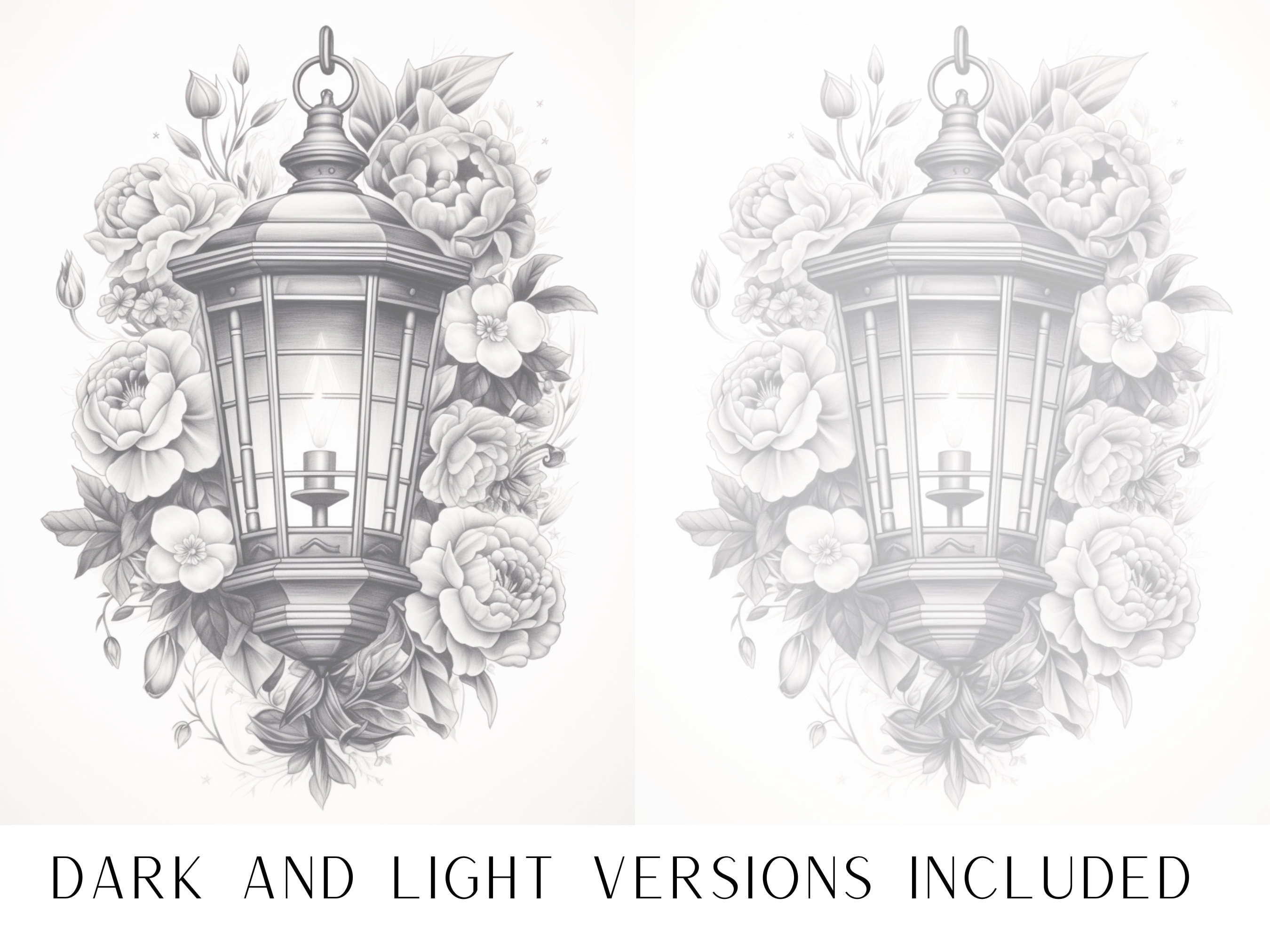 50 Floral Cottage Lantern Coloring Pages Adults Coloring Book ...