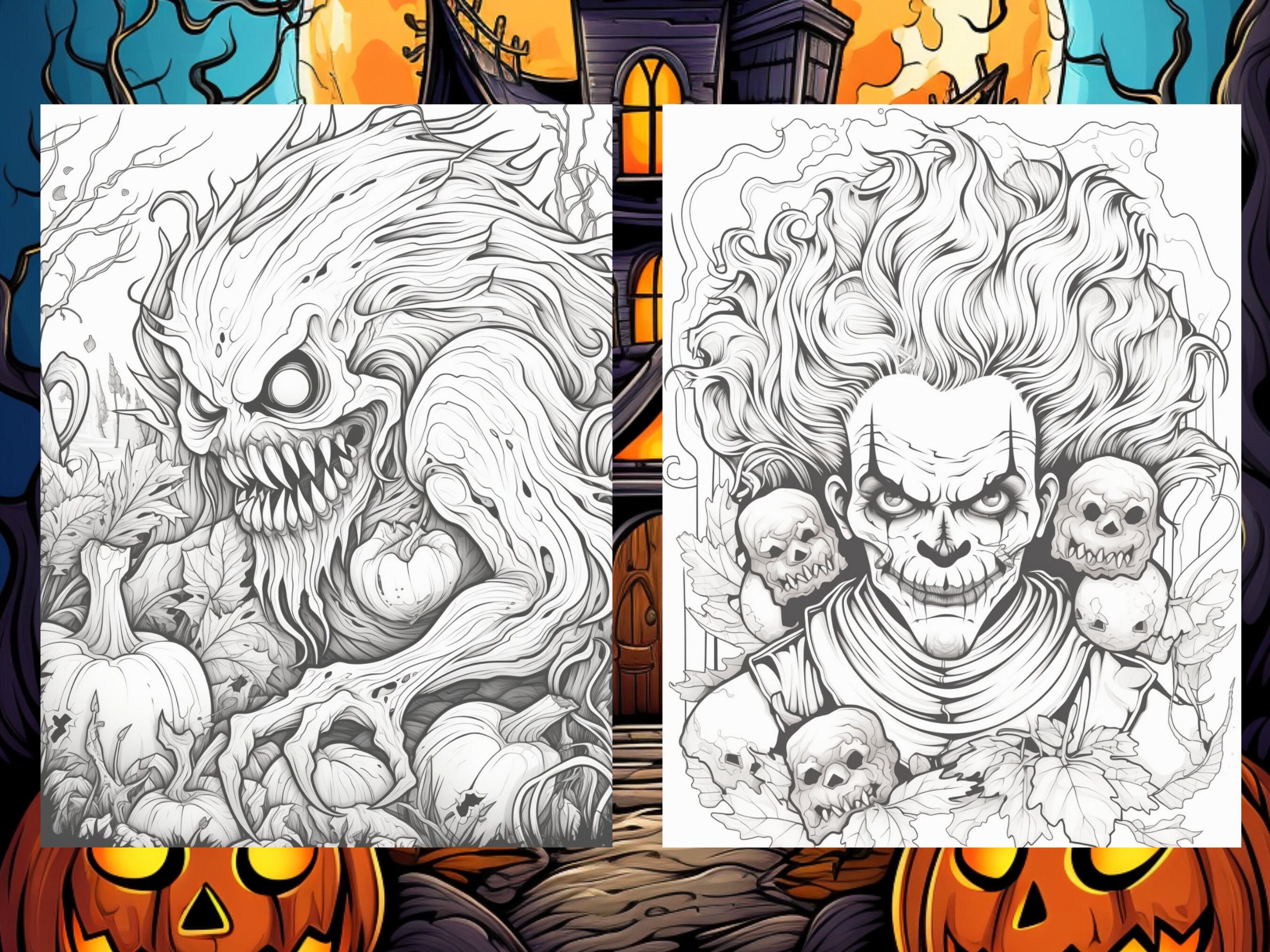 100 Halloween Theme Coloring Pages - Kids and Adult Coloring Book ...