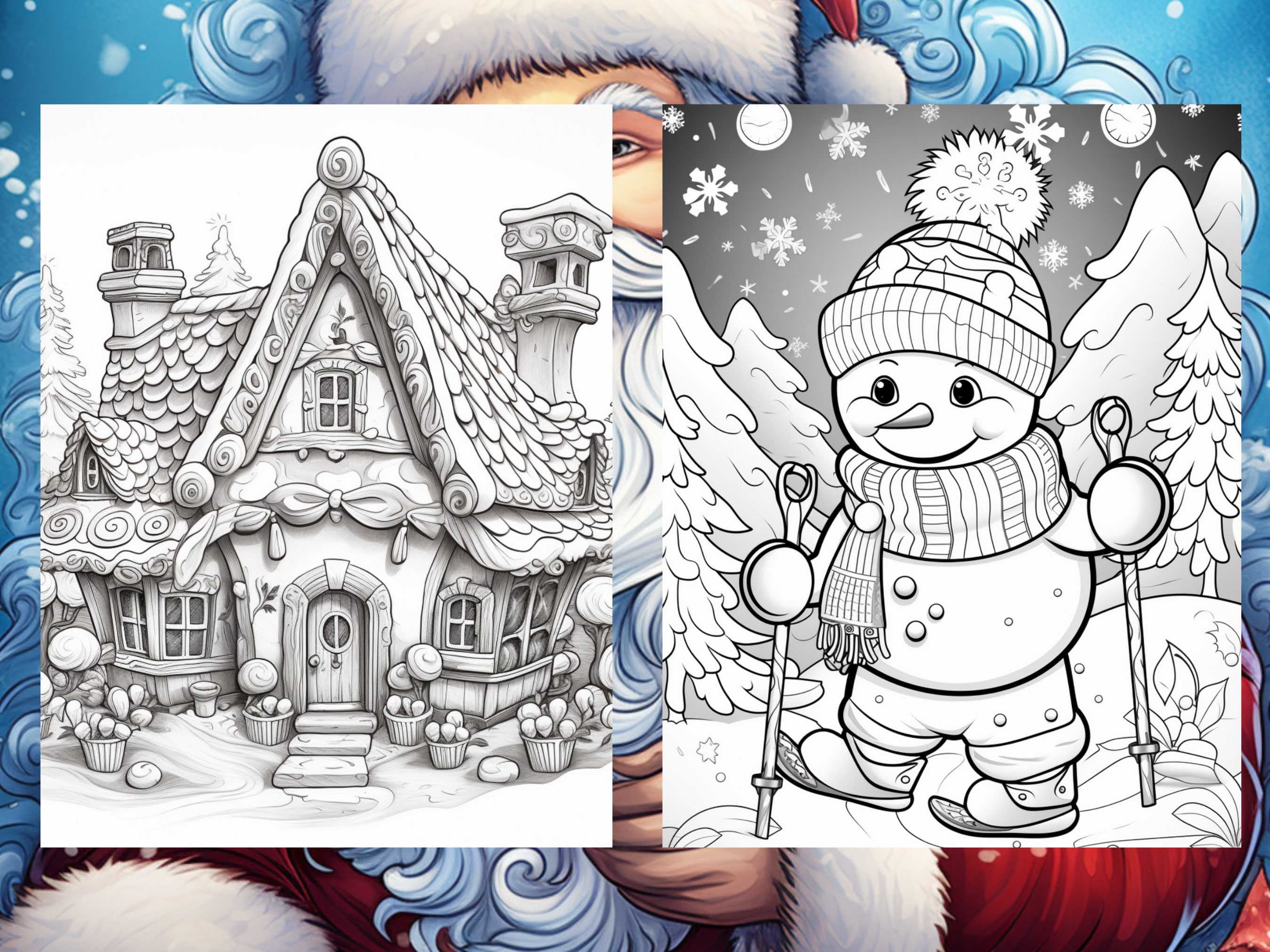 50 Christmas Coloring Pages - Adult and Kids Coloring Book, Christmas ...