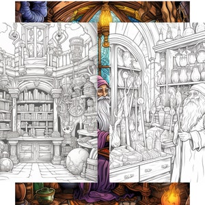 25 Wizardry Shop Coloring Pages - Adult and Kids Coloring Book, Fantasy ...