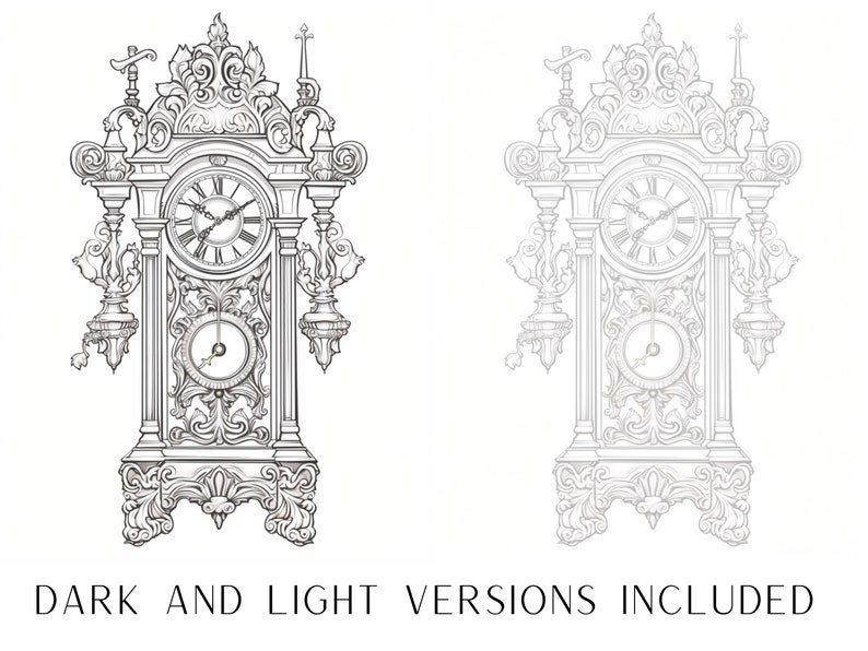 25 Clock Coloring Pages Adult and Kids Coloring Book - Etsy