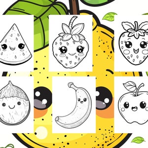 25 Cute Kawaii Fruit Coloring Pages - Adult and Kids Coloring Book ...