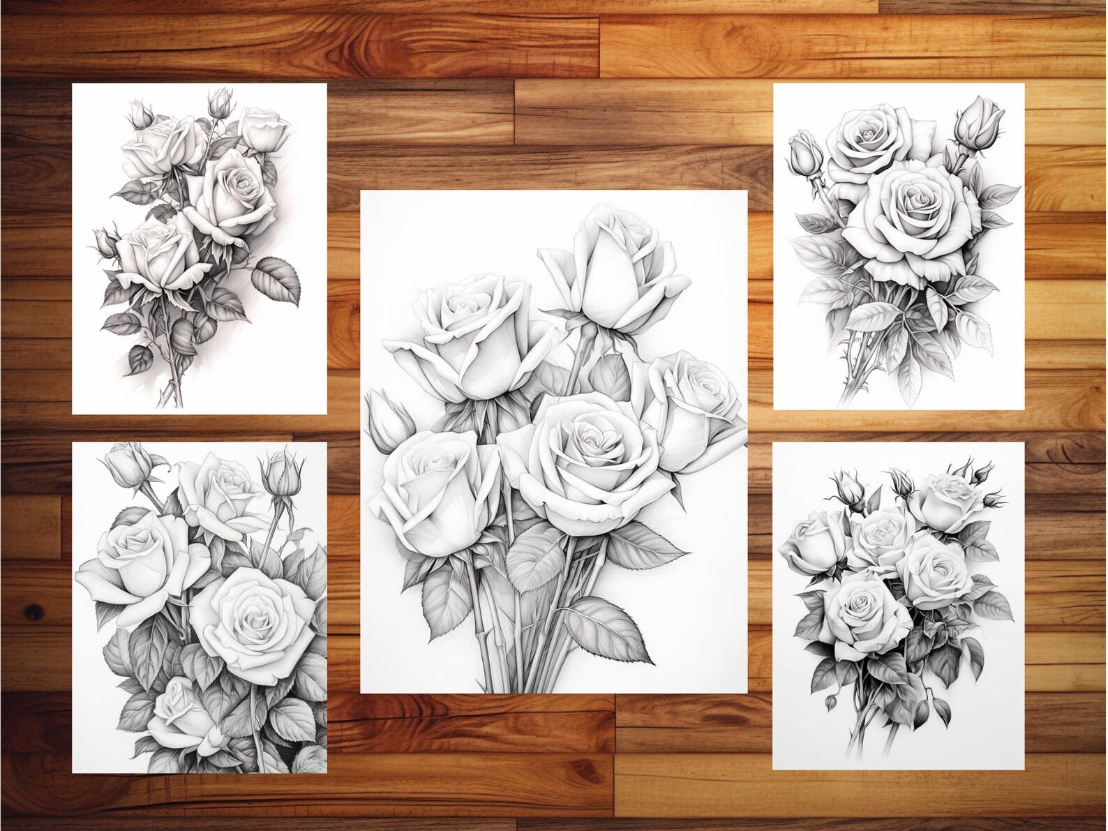 100 Delicate Rose Coloring Pages - Adults and Kids Coloring Book ...