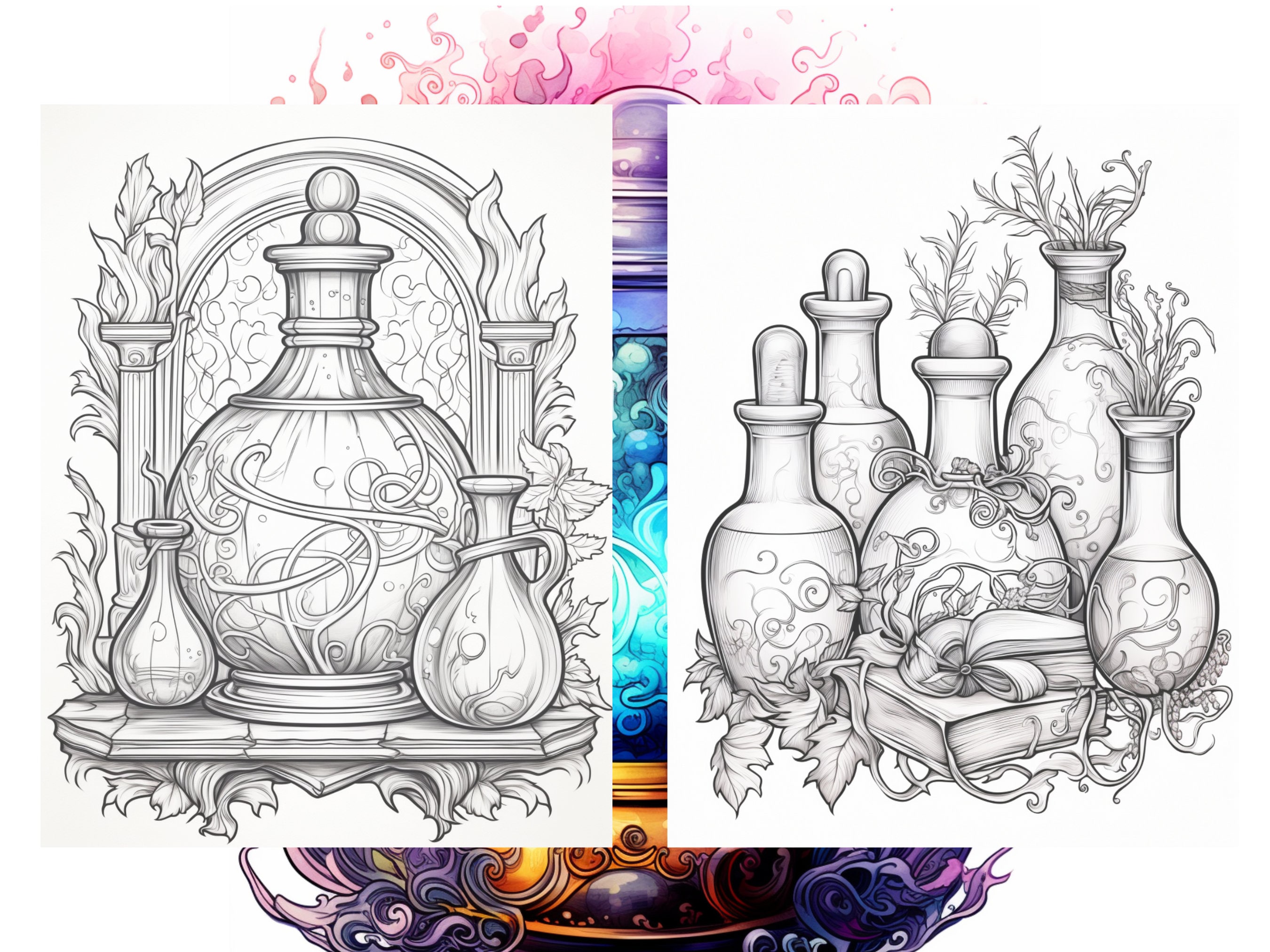 50 Magic Potion Coloring Pages Adult and Kids Coloring Book - Etsy UK