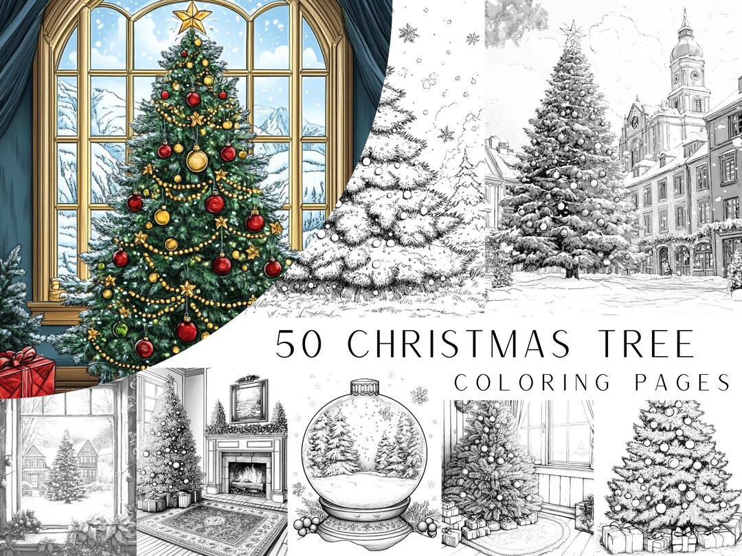 50 Christmas Tree Coloring Pages - Adult and Kids Coloring Book ...