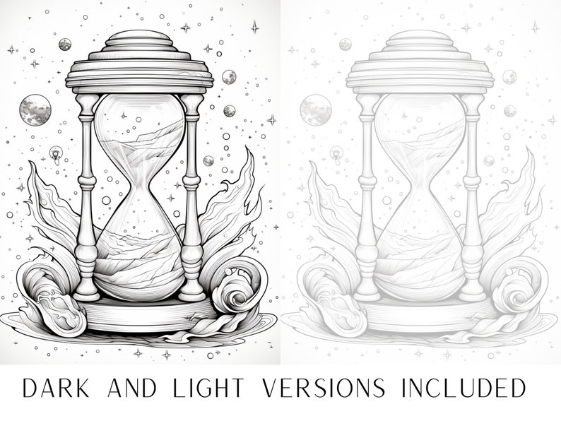 100 Magical Hourglass Coloring Pages - Adults and Kids Coloring Book ...