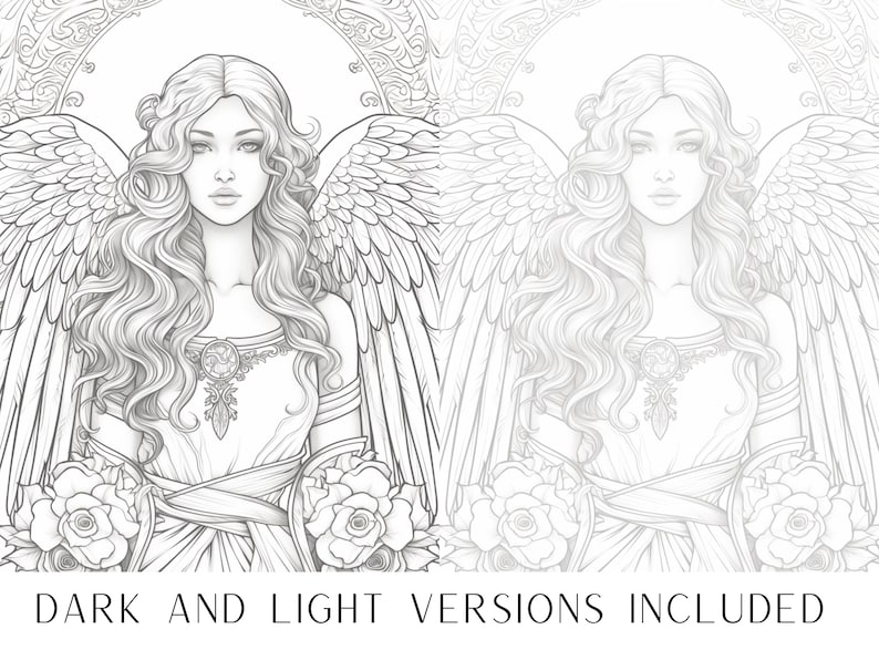 25 Heavenly Angel Coloring Pages Adult and Kids Coloring Book, Digital ...