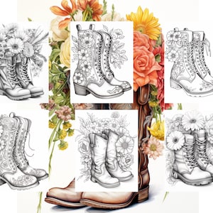 50 Flower Boot Coloring Pages - Adult and Kids Coloring Book, Coloring ...