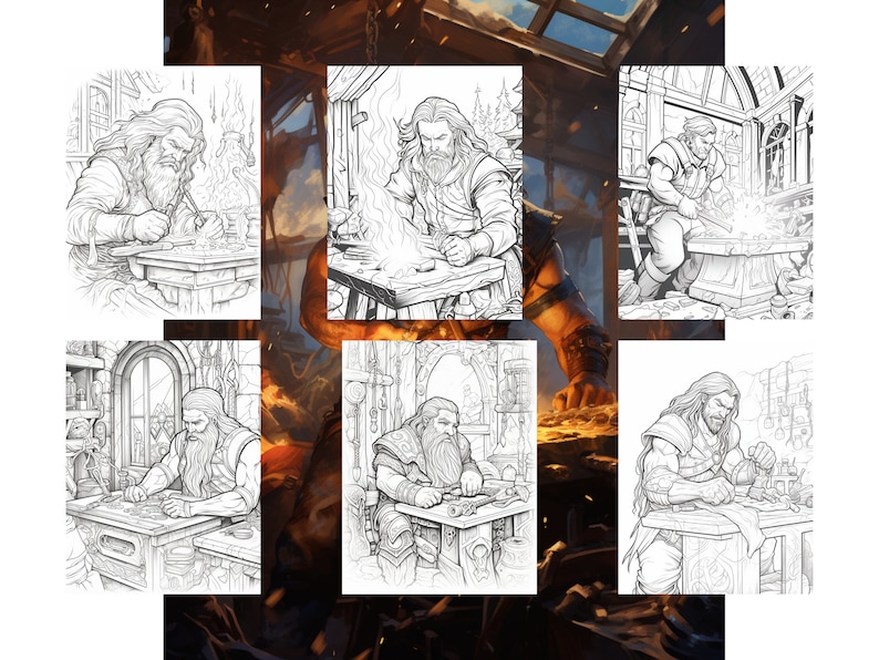 25 Fantasy Blacksmith Coloring Pages Adult and Kids Coloring Book ...