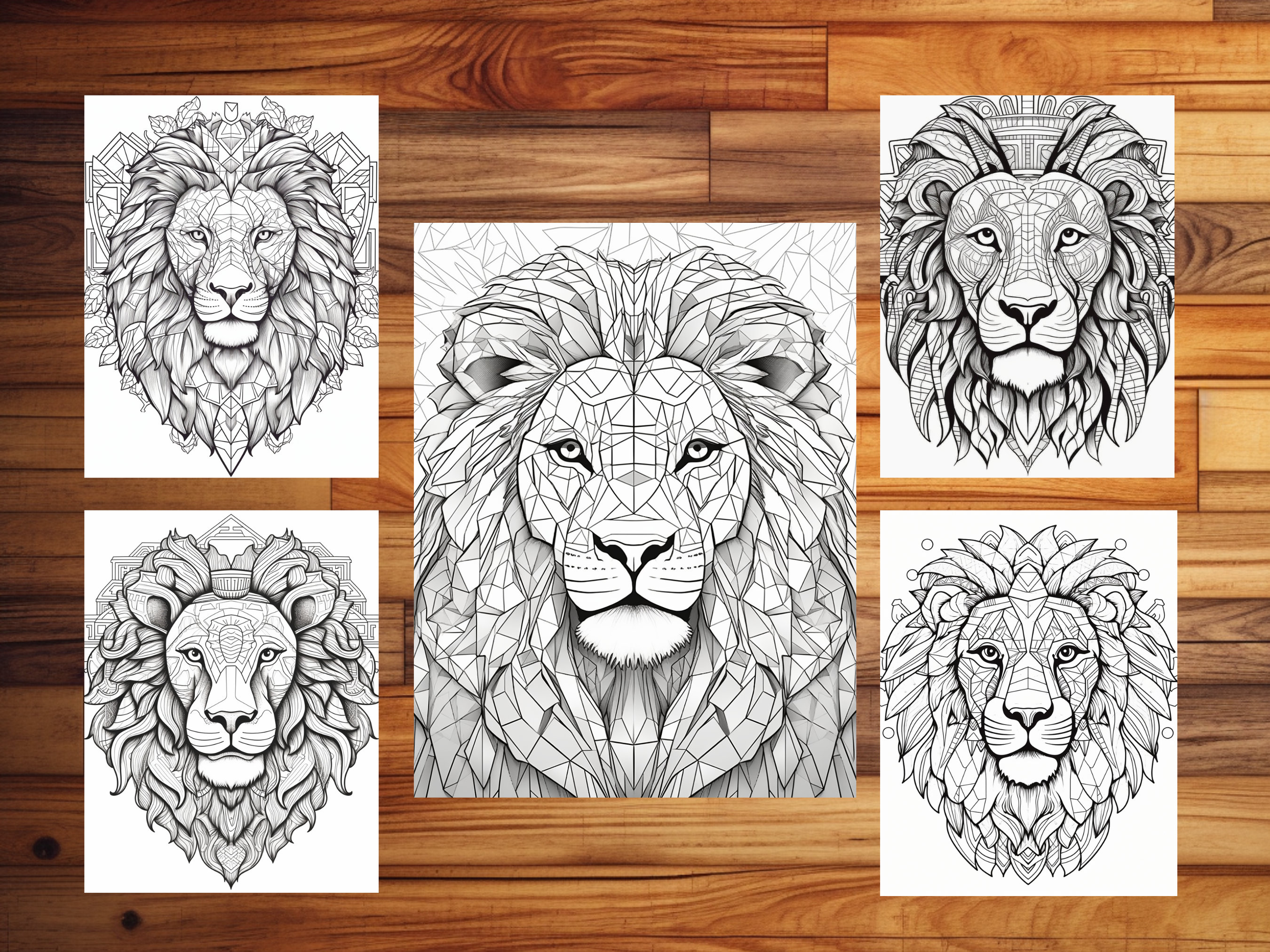 100 Patterned Lion Coloring Pages Adults and Kids Coloring Book ...