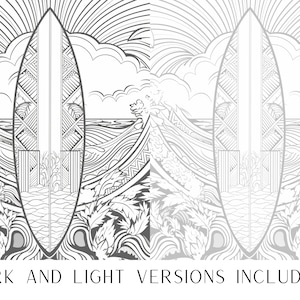 50 Patterned Surfboard Coloring Pages - Adults and Kids Coloring Book ...