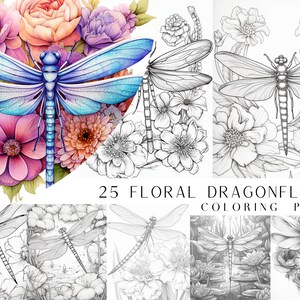 25 Floral Dragonfly Coloring Pages - Adult and Kids Coloring Book ...