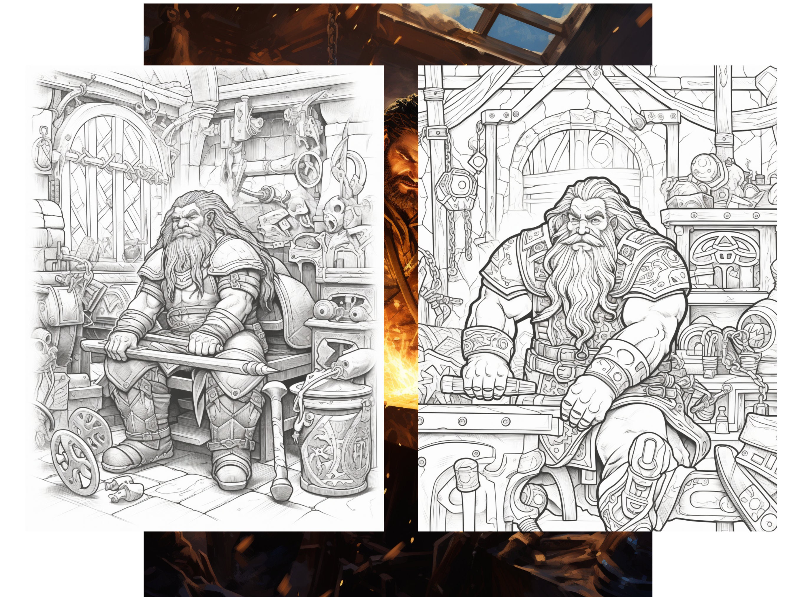 25 Fantasy Blacksmith Coloring Pages Adult and Kids Coloring Book ...