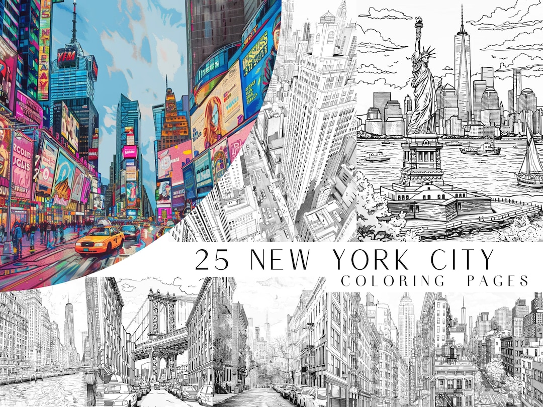 25 New York City Coloring Pages - Adult and Kids Coloring Book, Realism ...