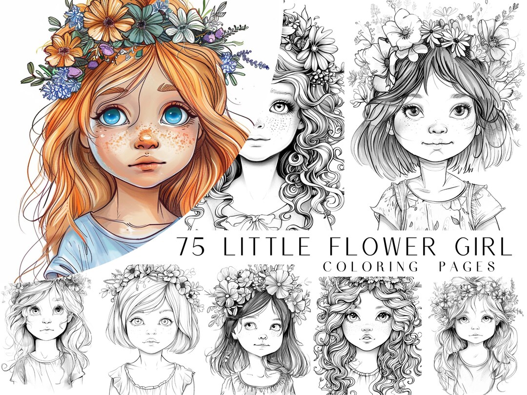 75 Little Flower Girl Coloring Pages - Instant PDF Download, Printable ...
