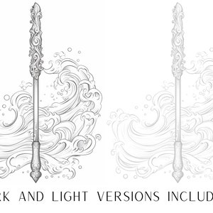 50 Magical Wand Coloring Pages - Adult and Kids Coloring Book, Fantasy ...