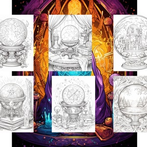 50 Magic Crystal Ball Coloring Pages - Adult and Kids Coloring Book ...
