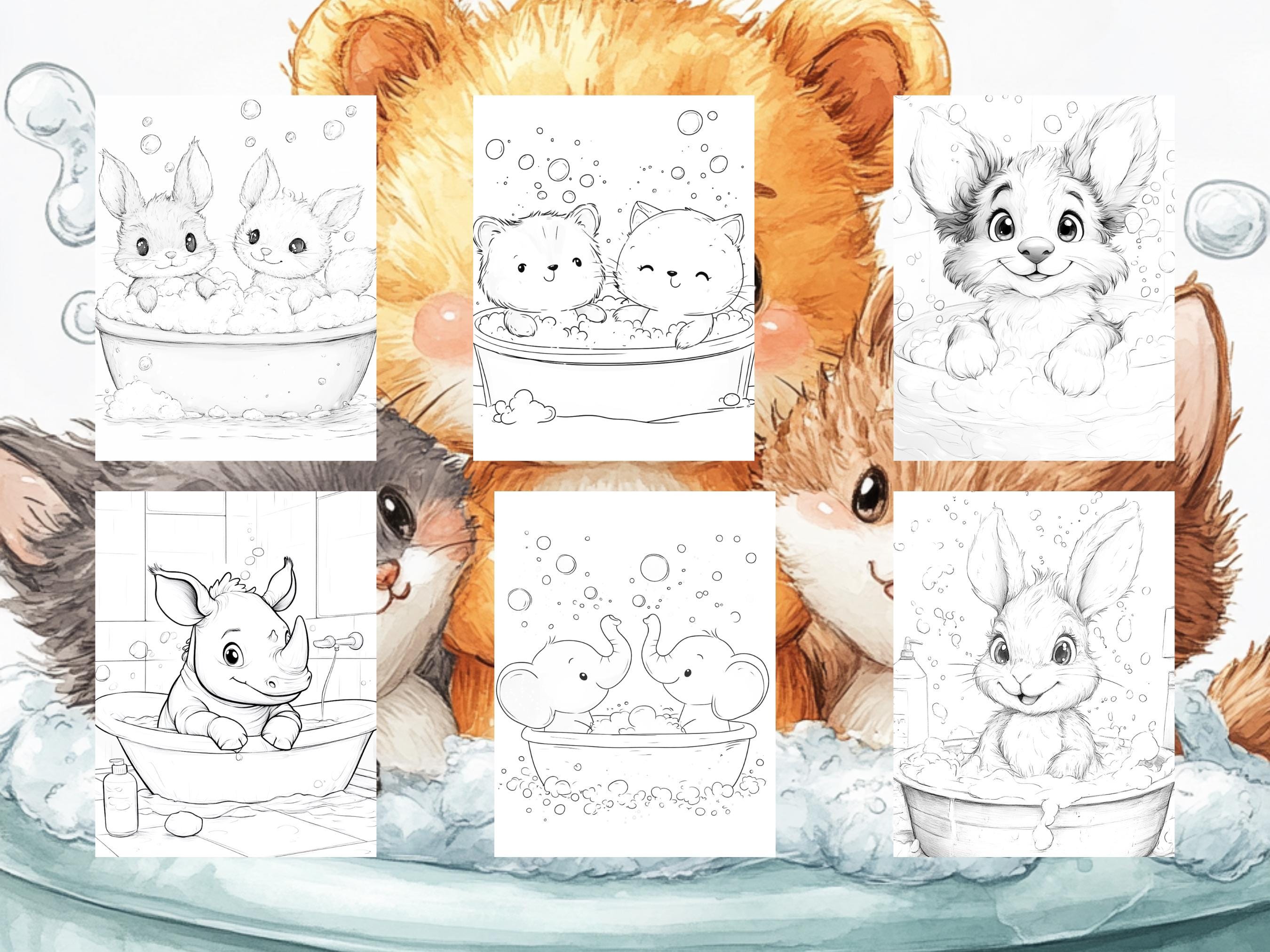 100 Animal Spa Time Coloring Pages - Instant Digital PDF Download ...