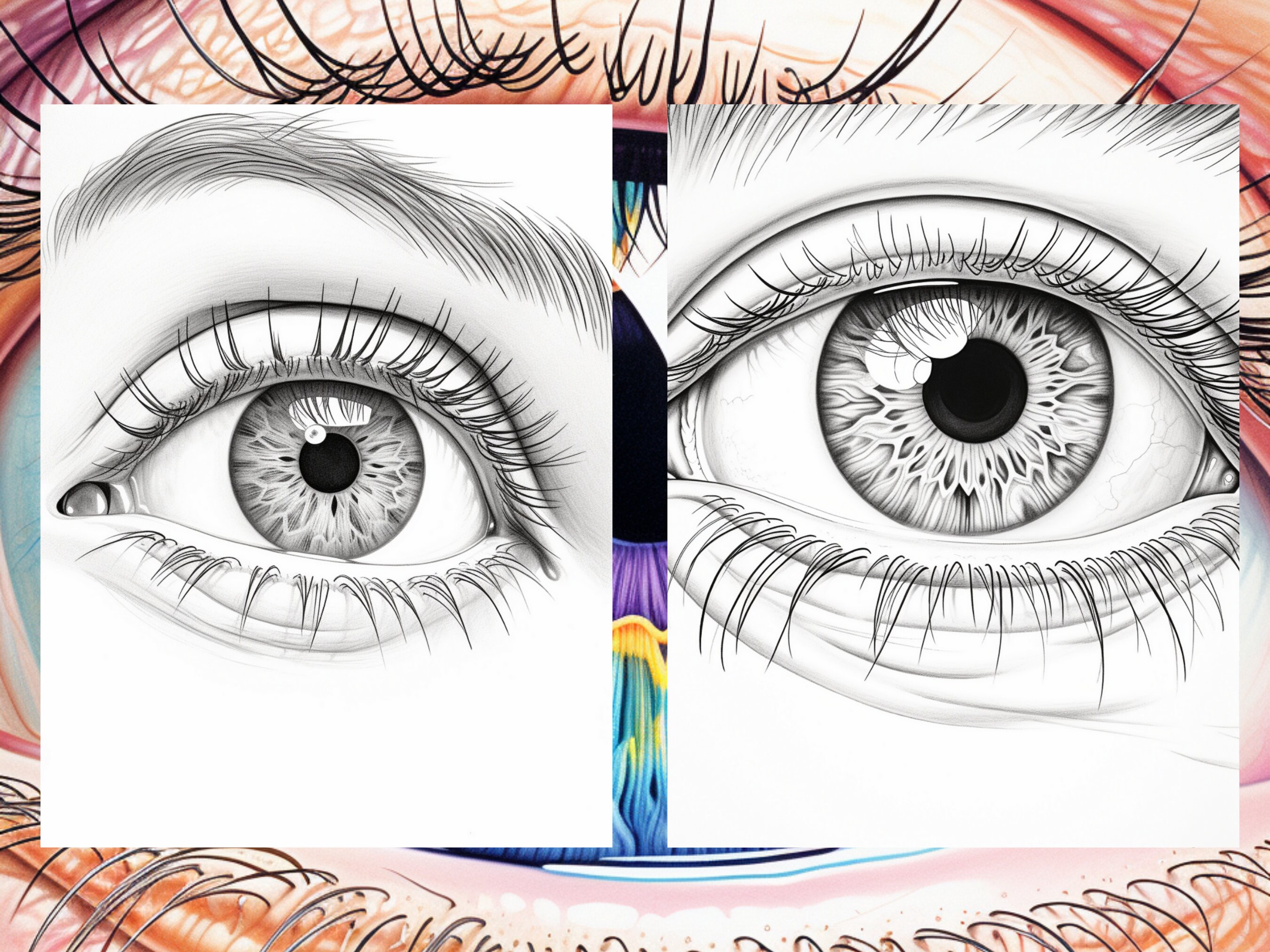 25 Realistic Human Eye Coloring Pages Adult and Kids Coloring Book ...