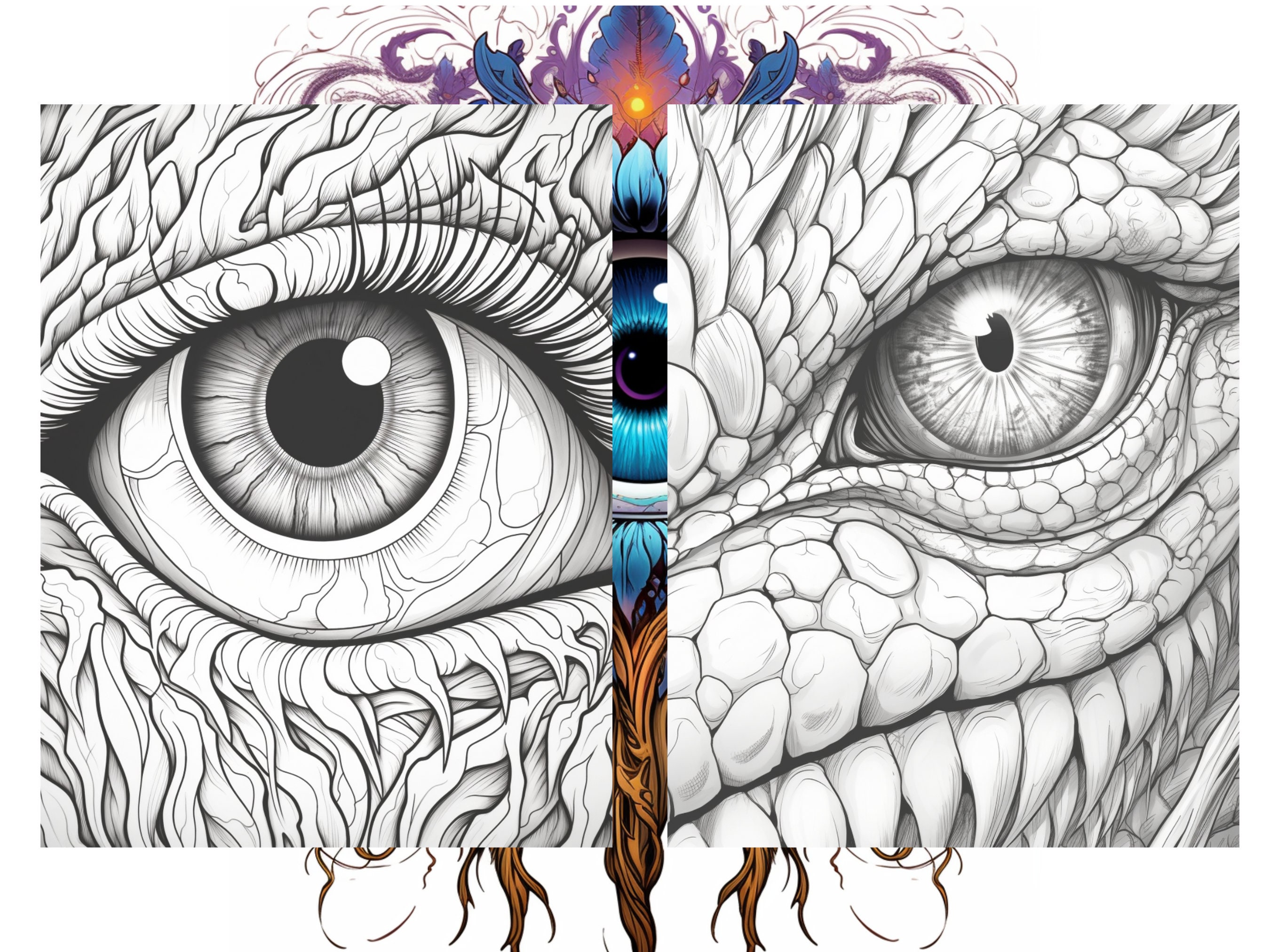 50 Mythical Eye Coloring Pages Adult and Kids Coloring Book - Etsy