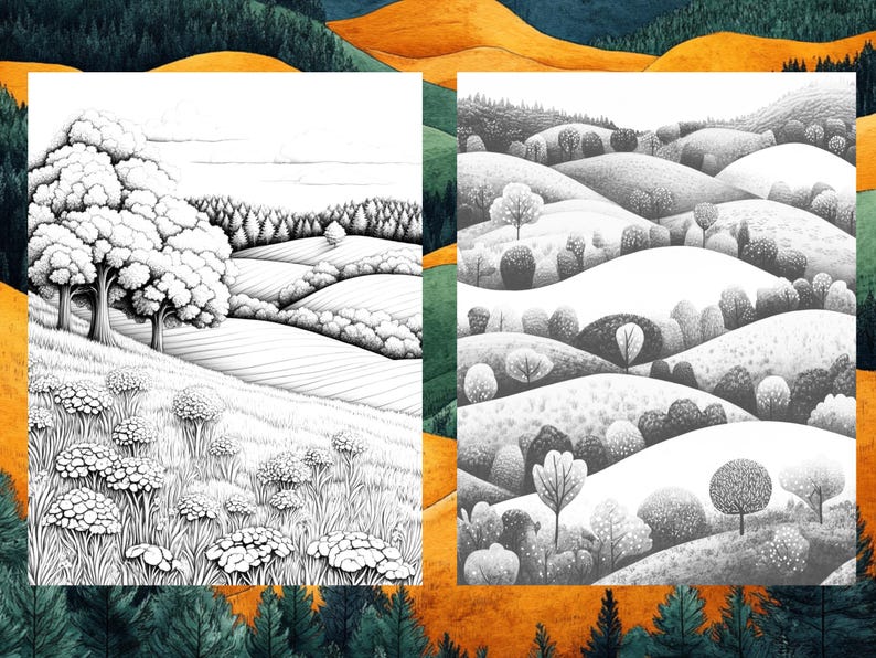 50 Hills Upon Hills Coloring Pages - Instant Digital Download, Adult ...