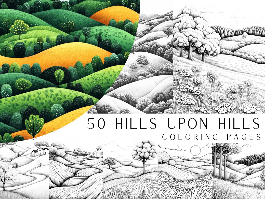 50 Hills Upon Hills Coloring Pages - Instant Digital Download, Adult ...