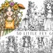 50 Autumn Coloring Pages Kids and Adult Coloring Book, Grayscale ...