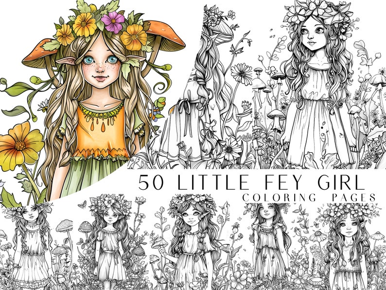 50 Little Fey Girl Coloring Pages - Adult and Kids Coloring Book ...