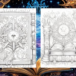 50 Magical Spellbook Coloring Pages - Adult and Kids Coloring Book ...