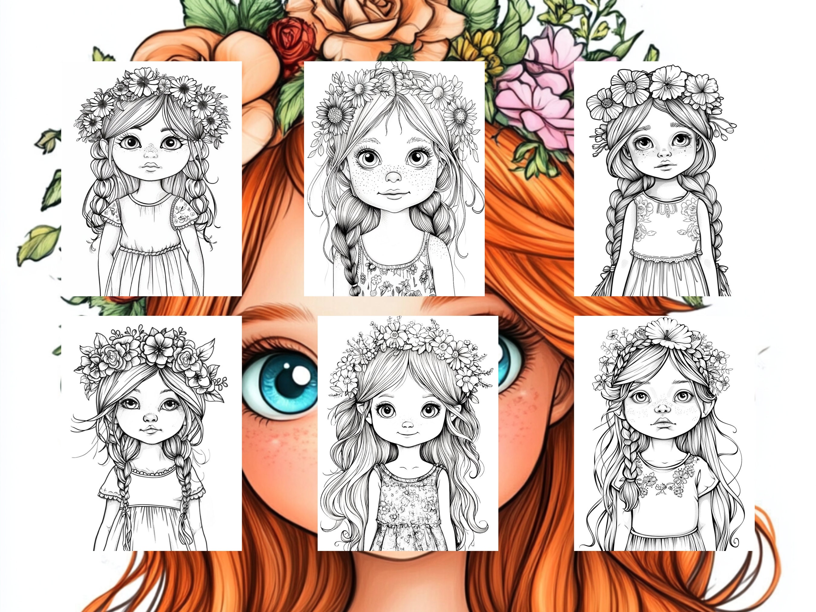 75 Flower Crowned Fiction Girls Coloring Pages - Printable File, Adult ...