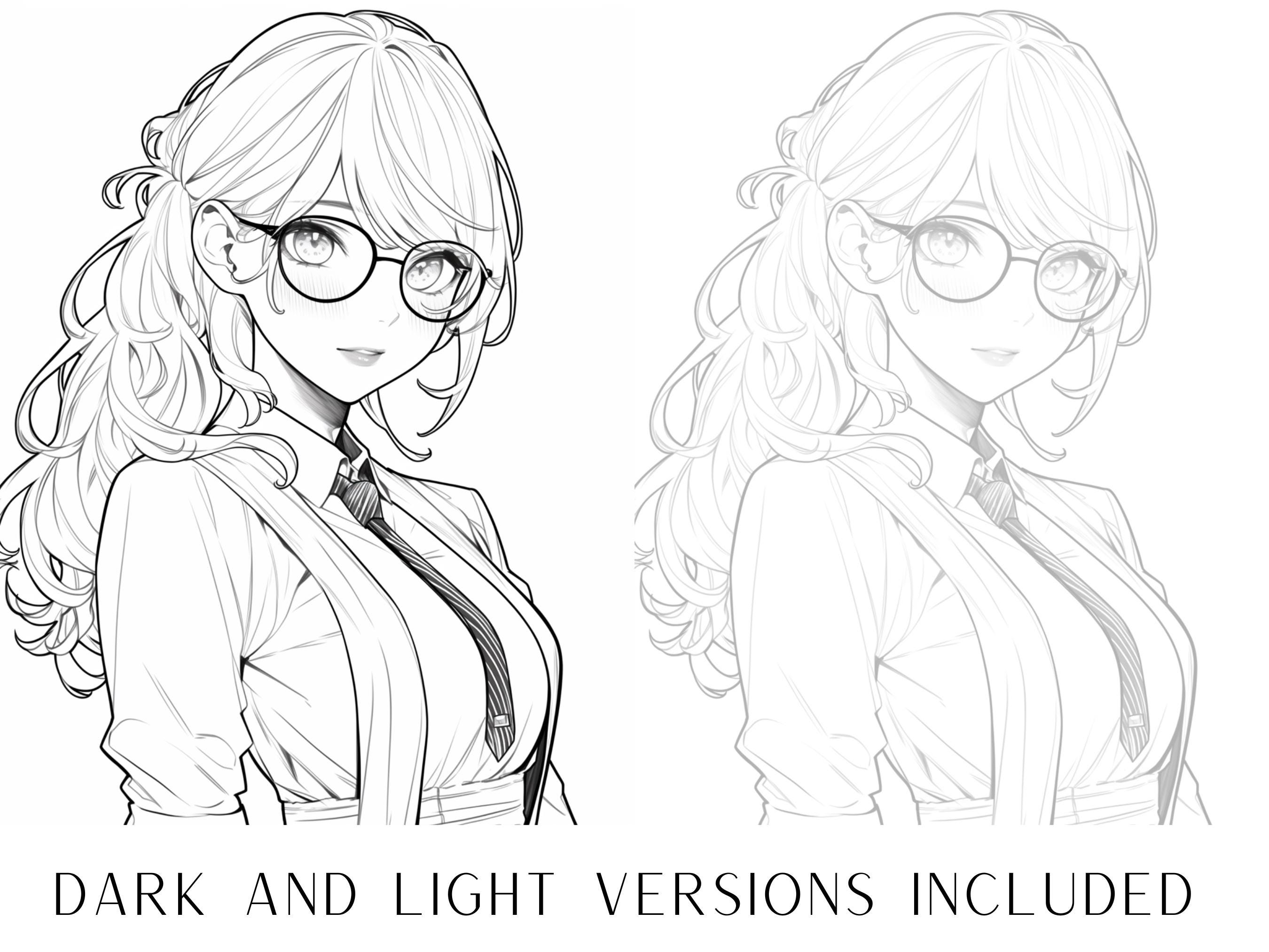 100 Anime Style Girl Coloring Pages - Instant PDF Digital Download ...