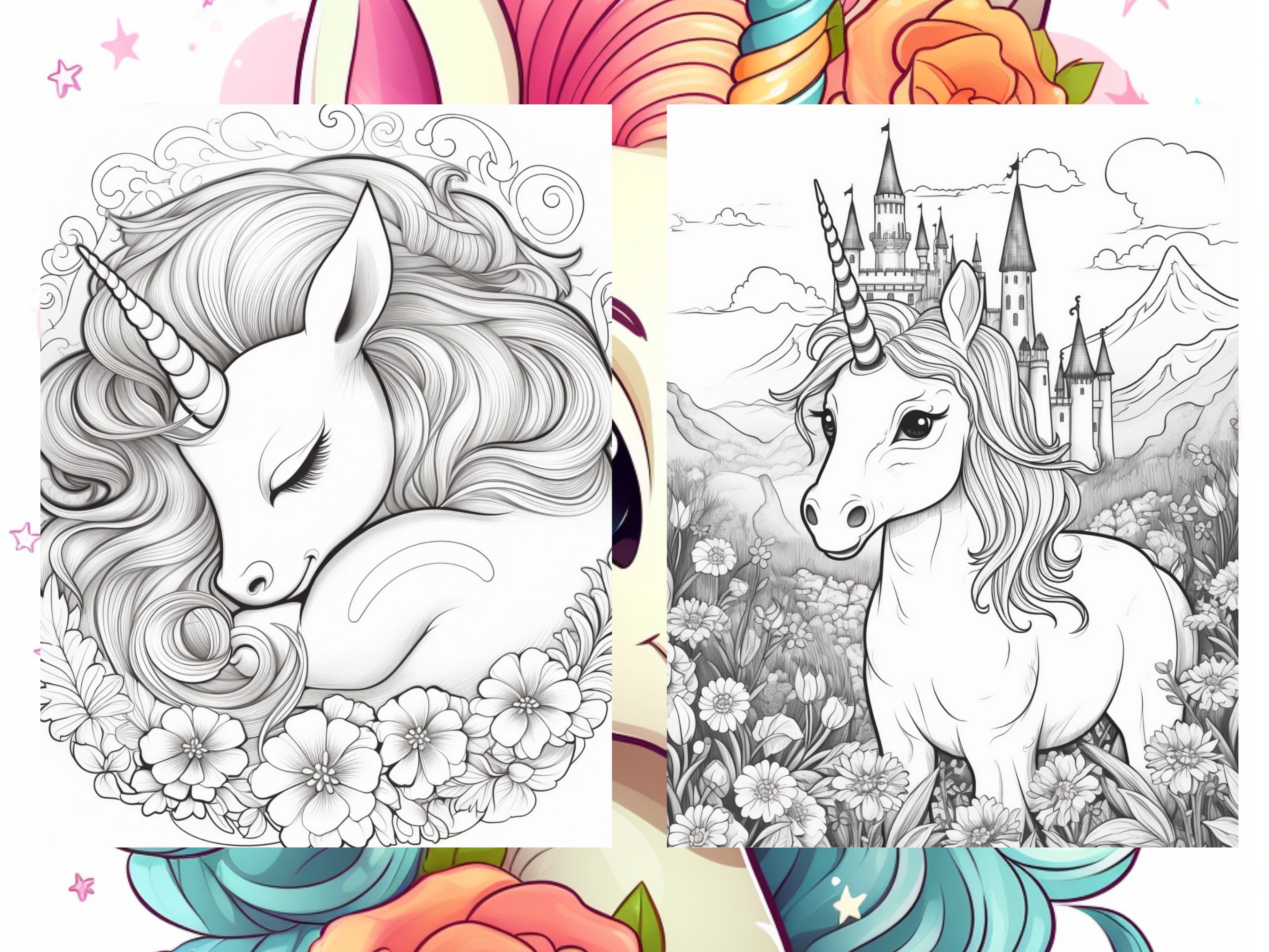 50 Adorable Baby Unicorn Coloring Pages Adult and Kids Coloring Book ...