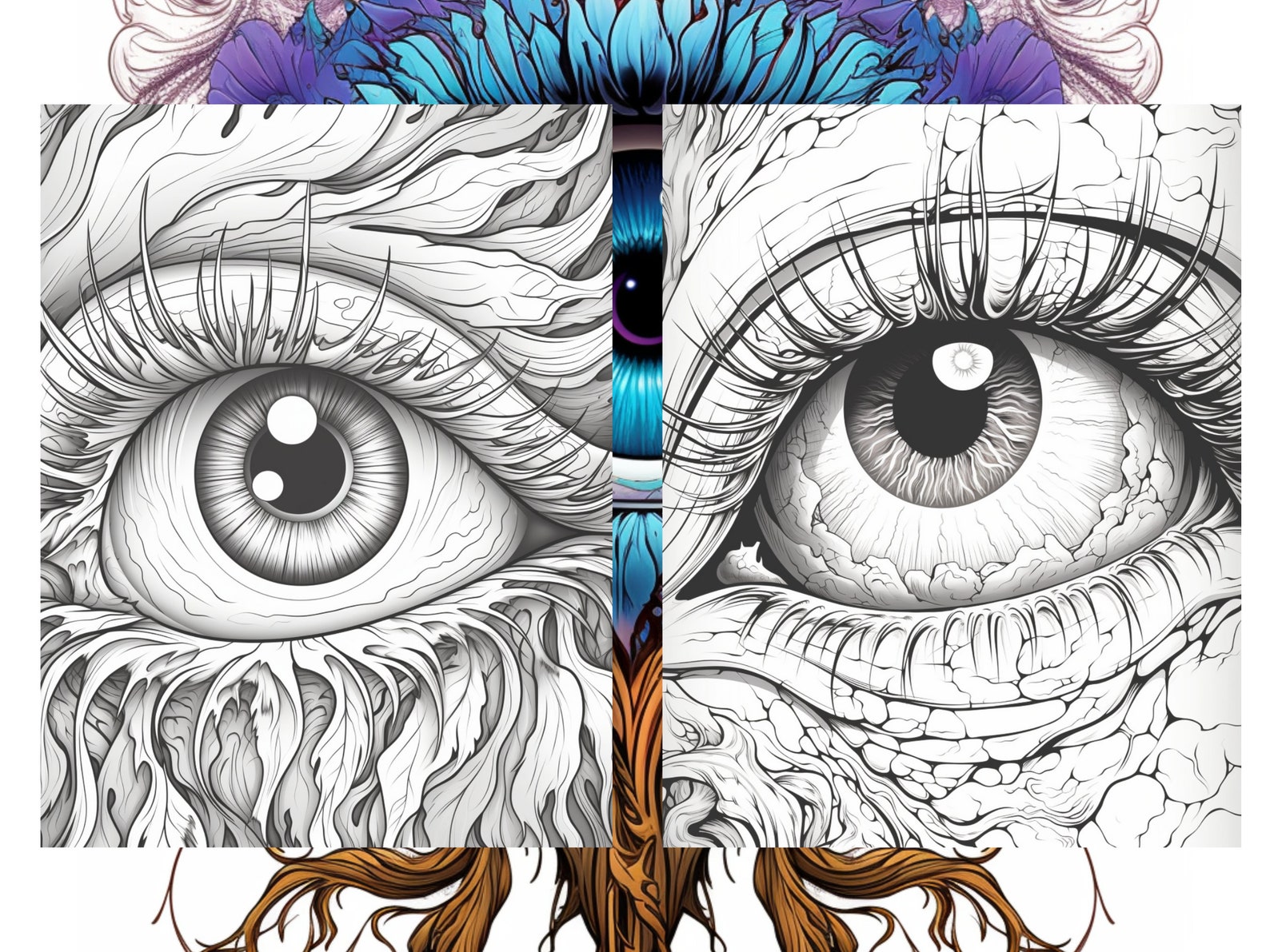 50 Mythical Eye Coloring Pages - Adult and Kids Coloring Book, Fantasy ...
